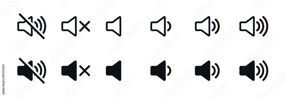 Full set of volume sound icon collections vector audio speaker elements ...