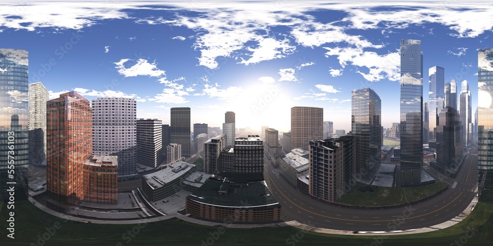 Foto de Stock Panorama of the city. HDRI, environment map , Round panorama, spherical panorama ...