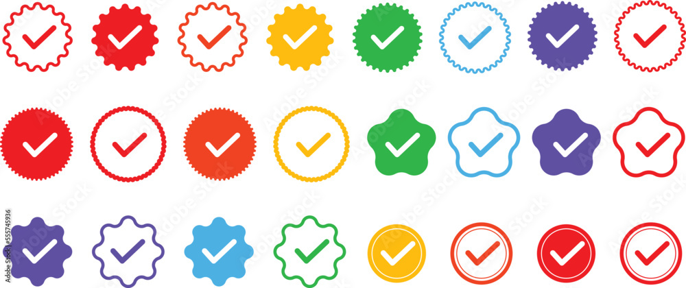 Rainbow color verification badge signs editable vector, modern and ...