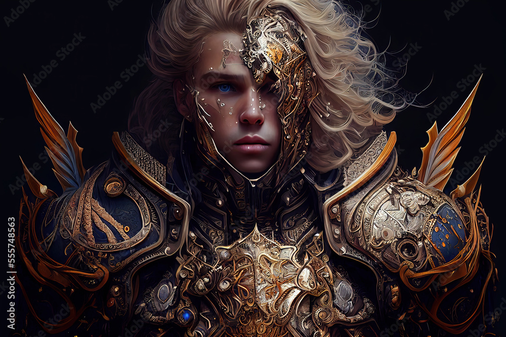 Fantasy hero in armor. sketch art for artist creativity and inspiration. generative AI Stock ...