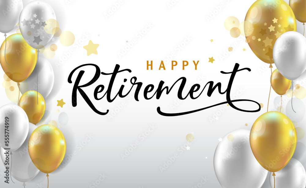 Happy Retirement lettering card, banner. Stock Vector | Adobe Stock