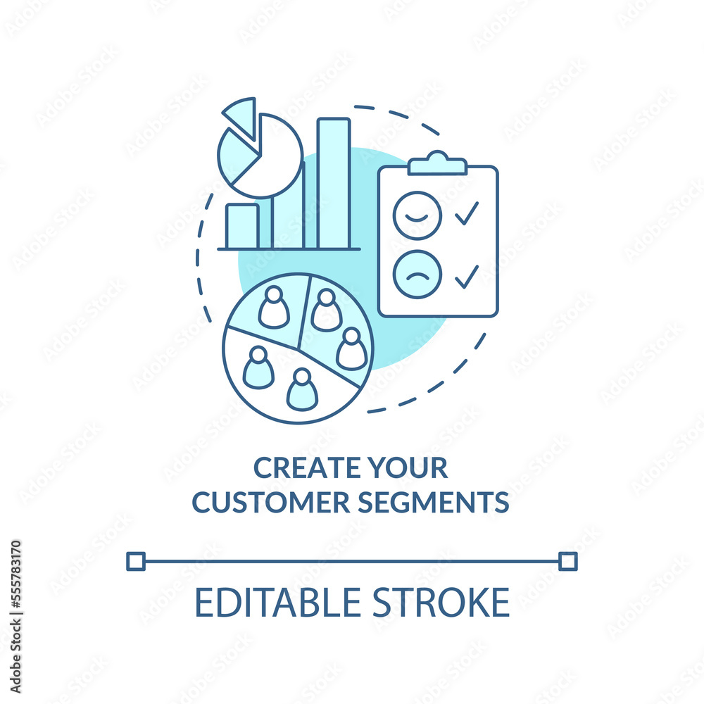 Create your customer segments blue concept icon. Get started with ...
