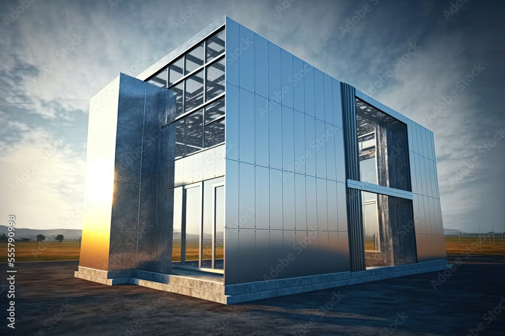 the new building's aluminum structure, which has sandwich panels and ...