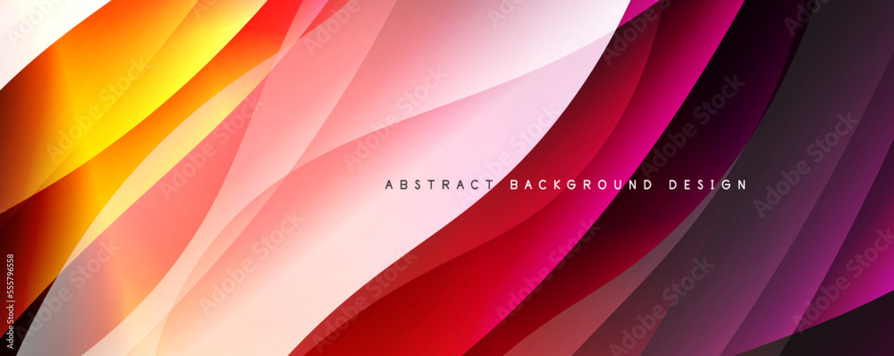 Trendy simple fluid color gradient abstract background with dynamic wave line effect. Vector ...