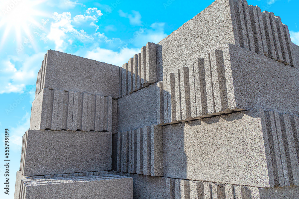 Texture of cinder blocks. Stacked cinder blocks as a background for ...