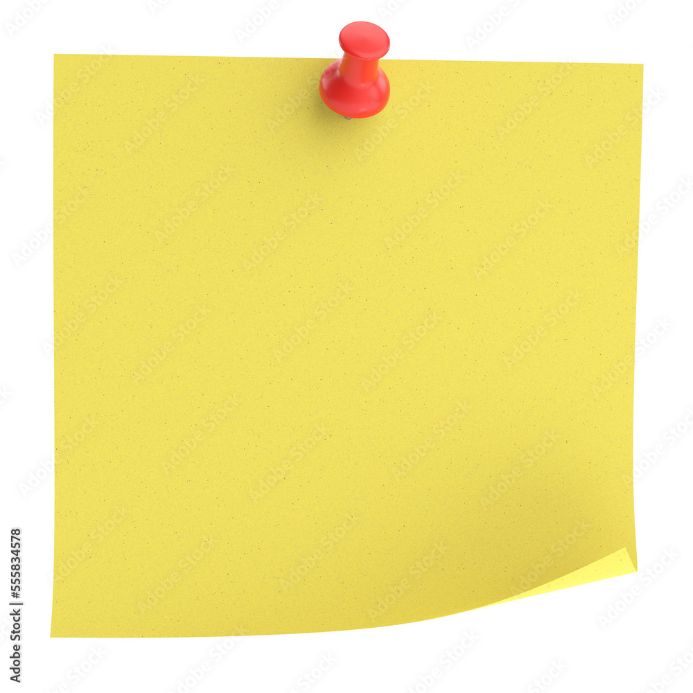Note paper with push pin. 3D illustration. Stock Illustration | Adobe Stock