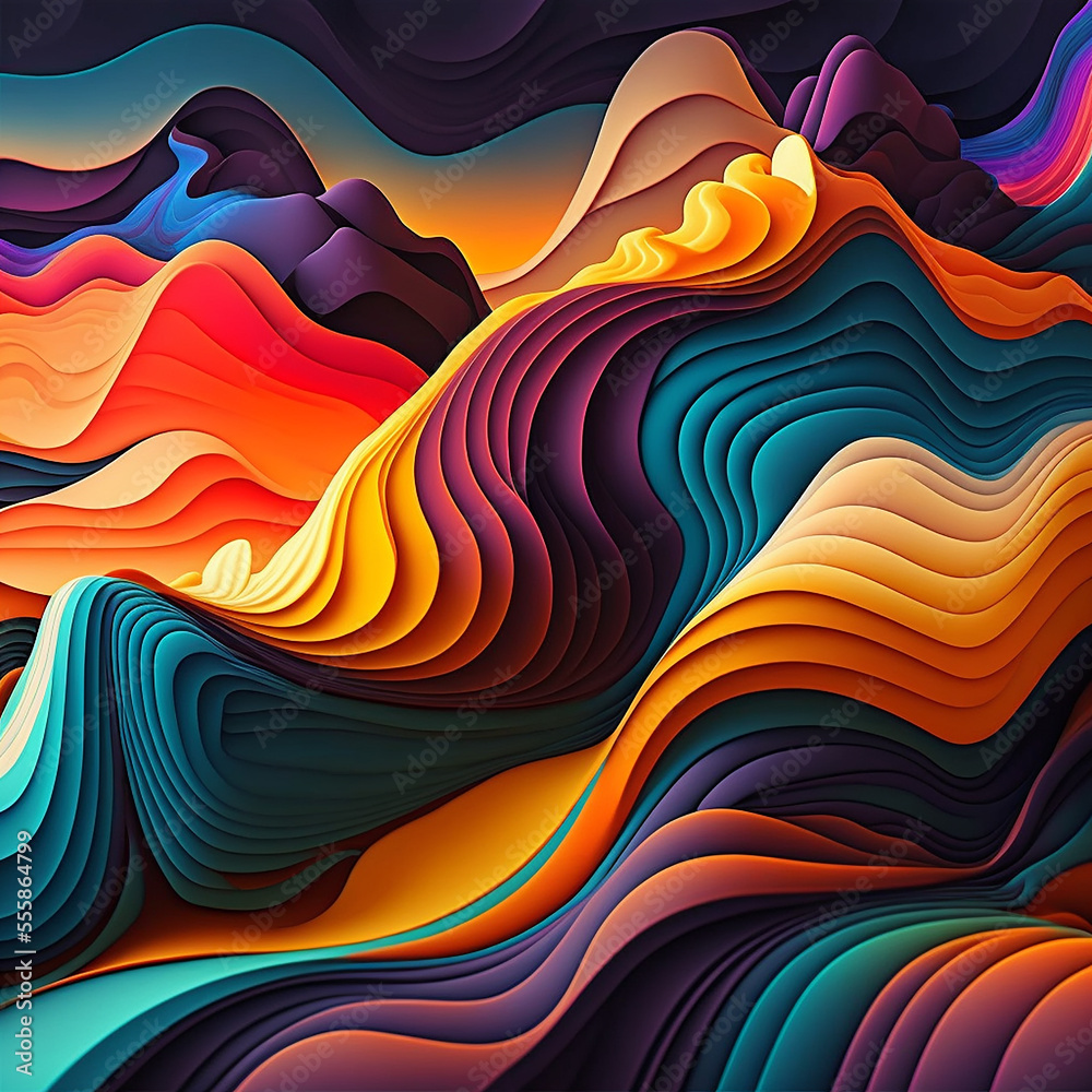 Horizontal Colorful Abstract Wave Background With Dark Salmon Vector
