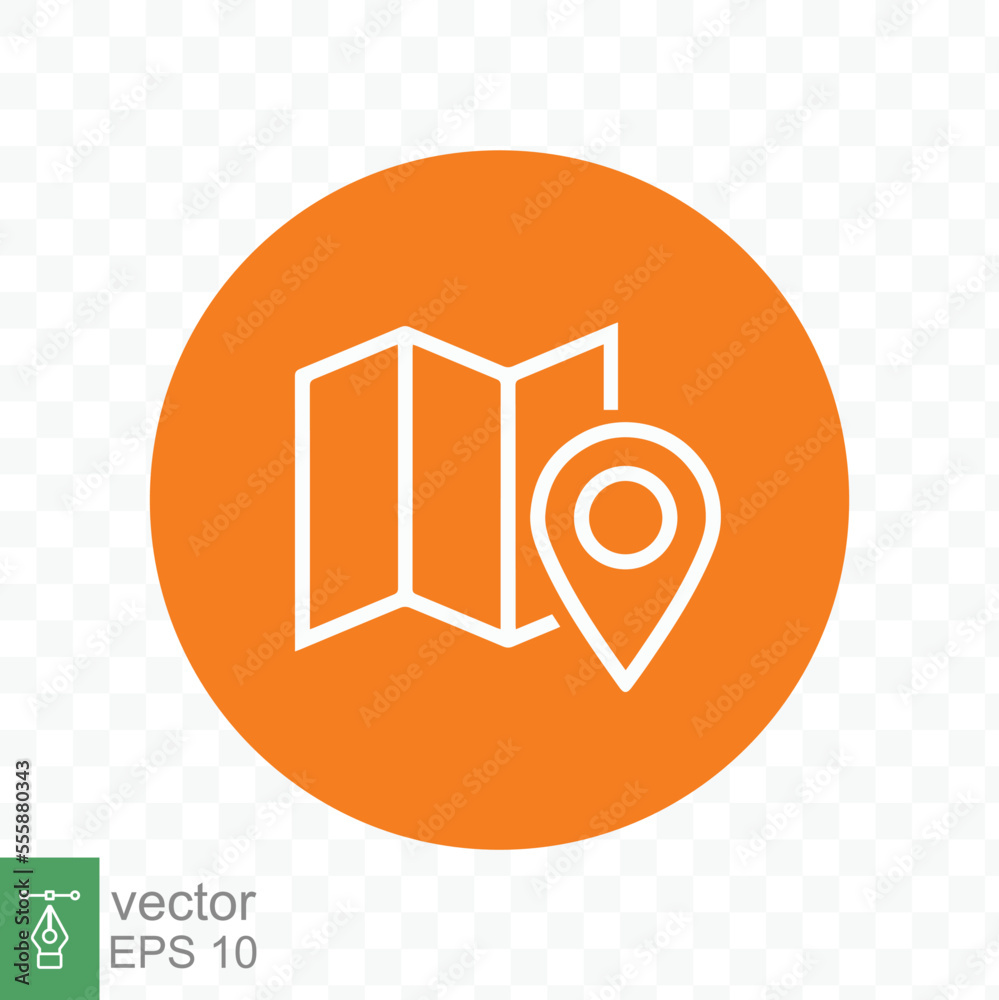 Roadmap pin place outline icon. Simple flat style. Itinerary, place ...