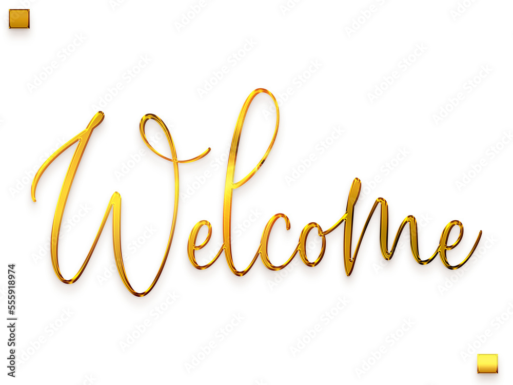 Welcome Text Gold Cursive Calligraphy Text Stock Illustration | Adobe Stock
