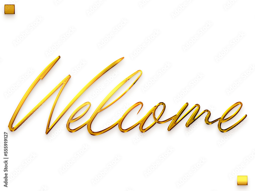 Welcome Text Gold Cursive Calligraphy Text Style Stock Illustration ...