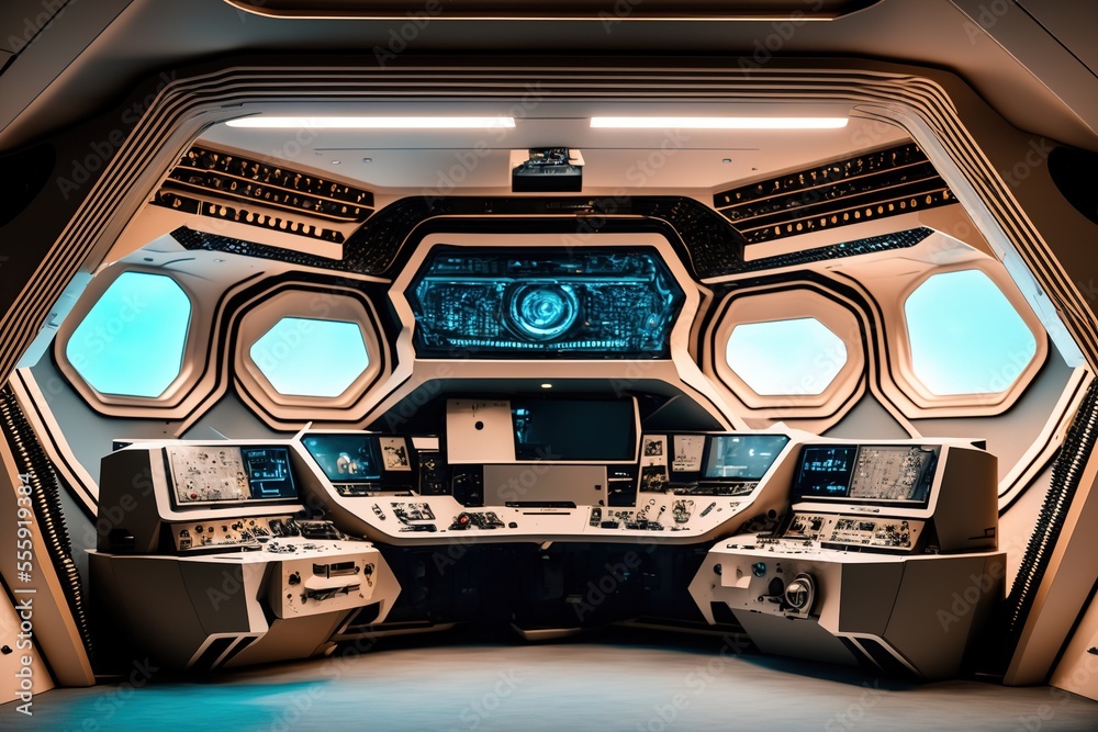 space ship control room Stock Illustration | Adobe Stock