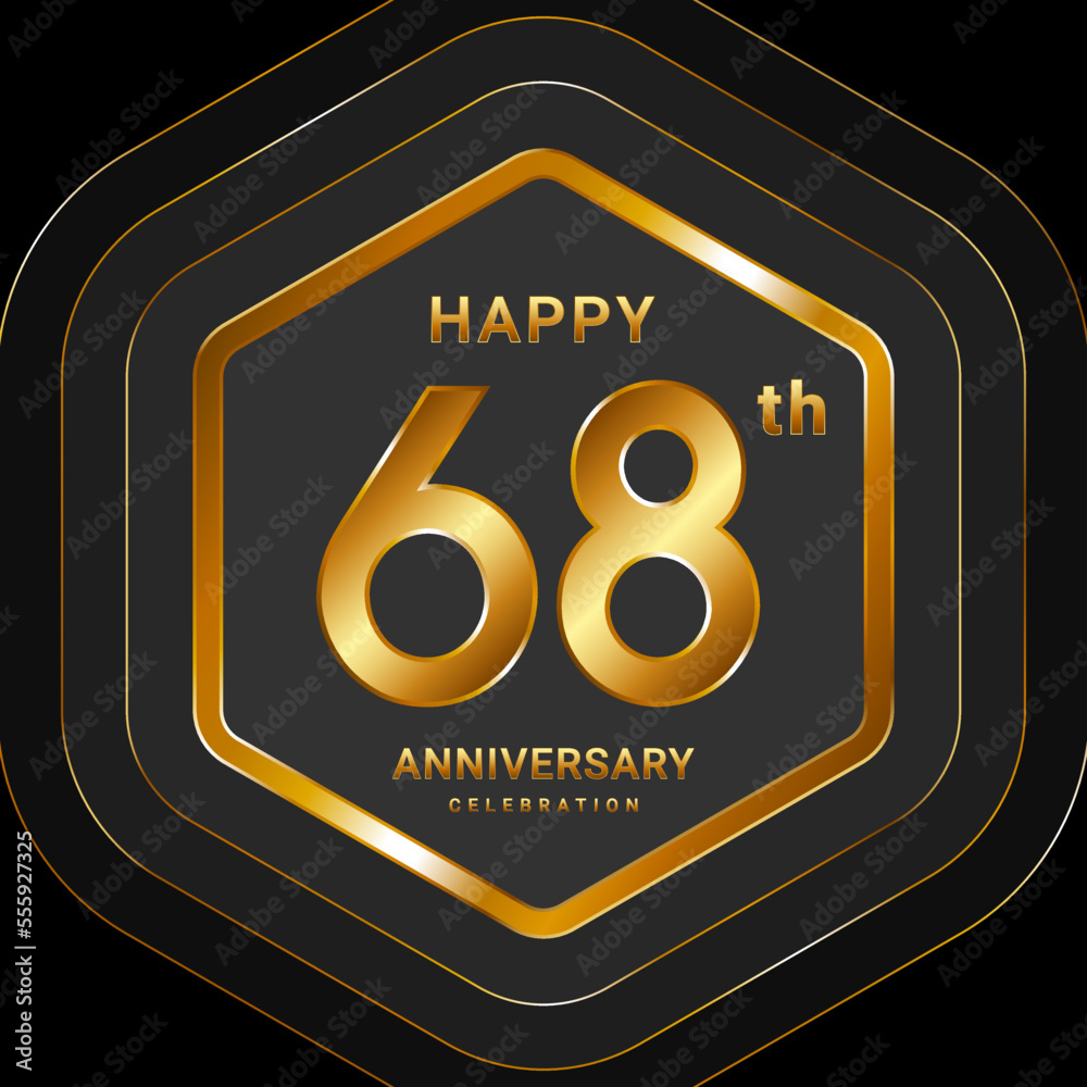 68th Anniversary. Golden Anniversary Logo Design With Hexagon Style For ...