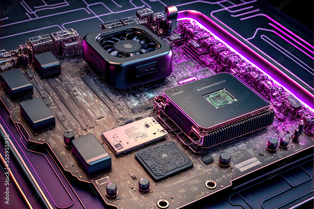 Computer 4.5 CPU Motherboard New Technologie Microcomputer Chip Schaltkreis Bus Future Sience ...