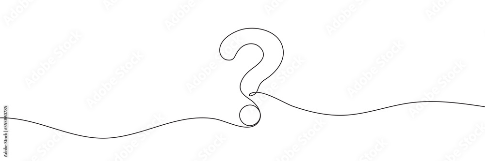 Question mark linear background. One continuous drawing of a question ...