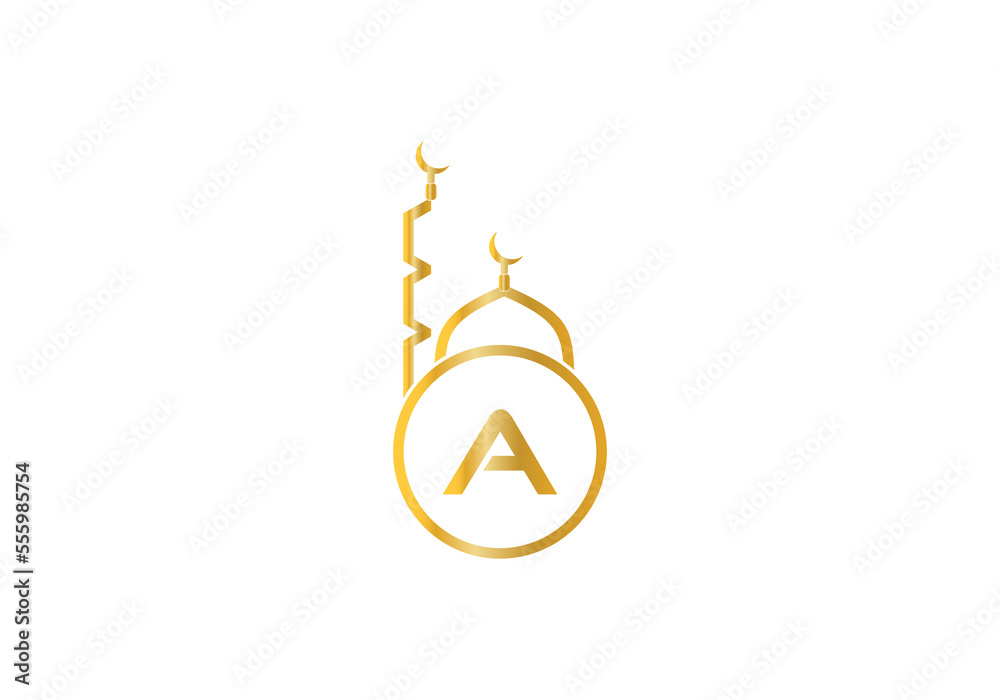 Islamic mosque logo and minar symbol design with the letter and ...