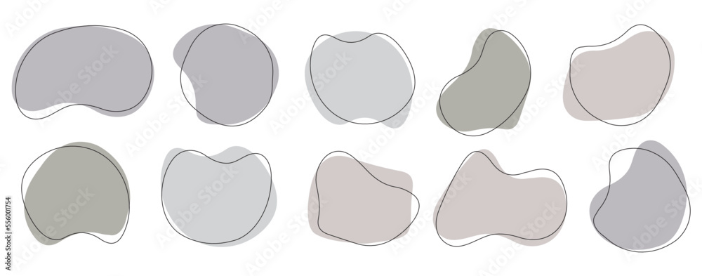 Organic Amoeba Blob Shape Abstract Green Color With Line Vector Illustration Isolated On