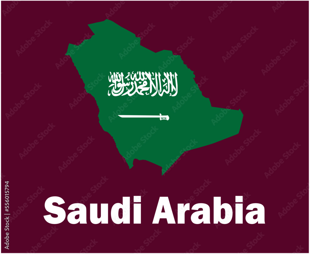 Saudi Arabia Map Flag With Names Symbol Design Asia football Final ...