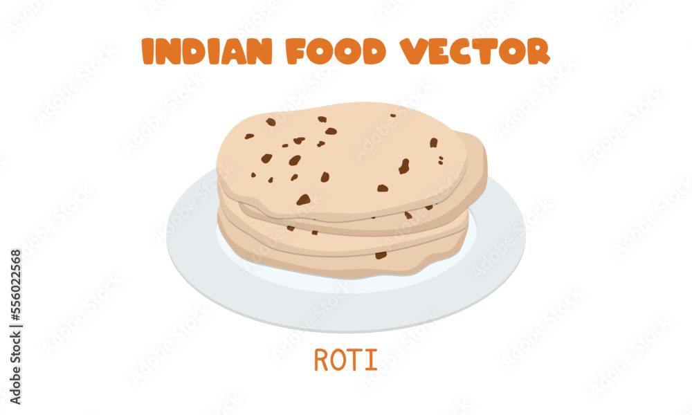 Indian Roti or Chapati - Indian Roti flatbread flat vector illustration ...