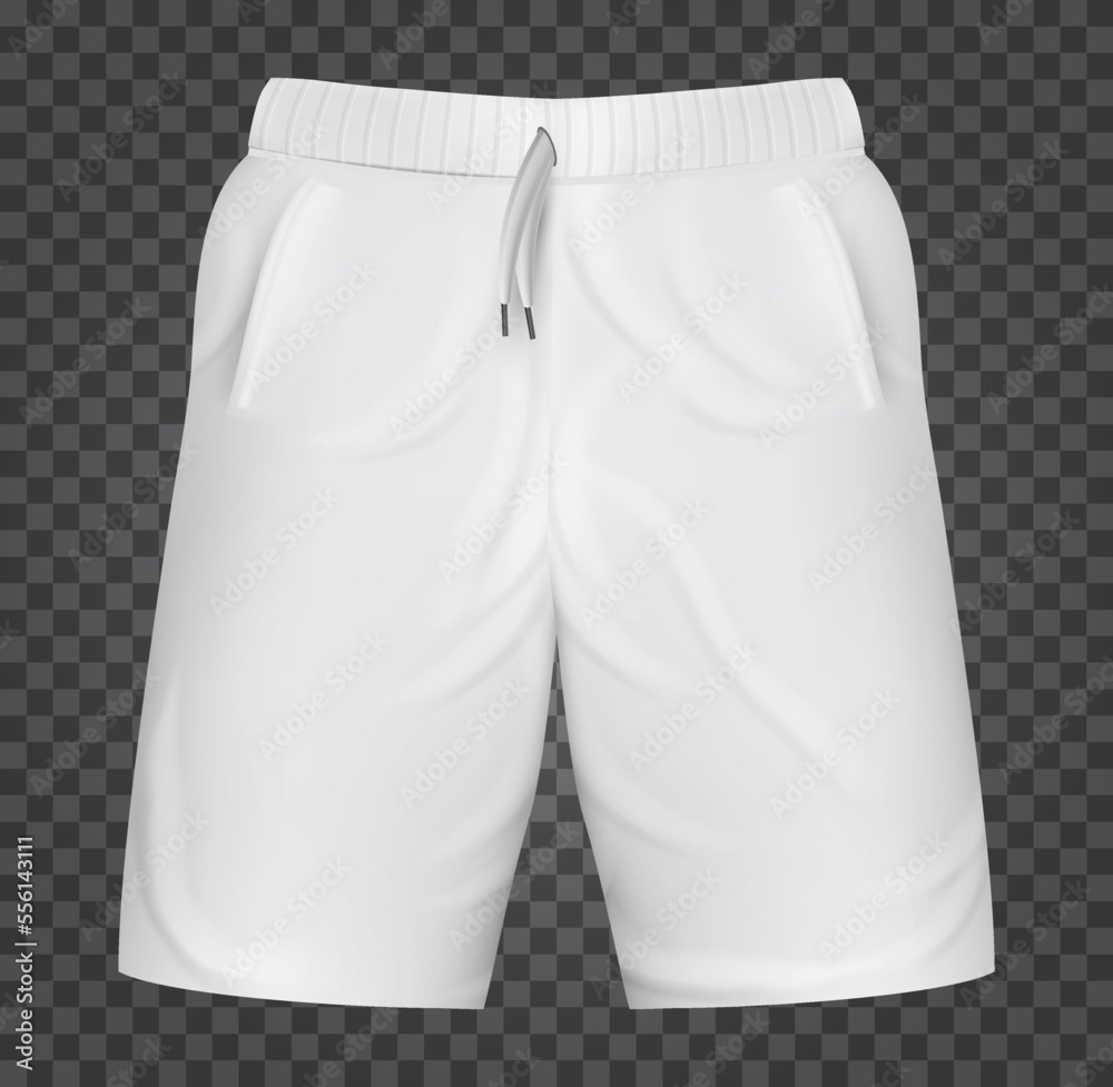 Realistic white shorts base cloth isolated on transparent background ...