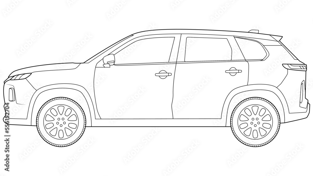 premium suv car outline vector illustration on white background Stock ...