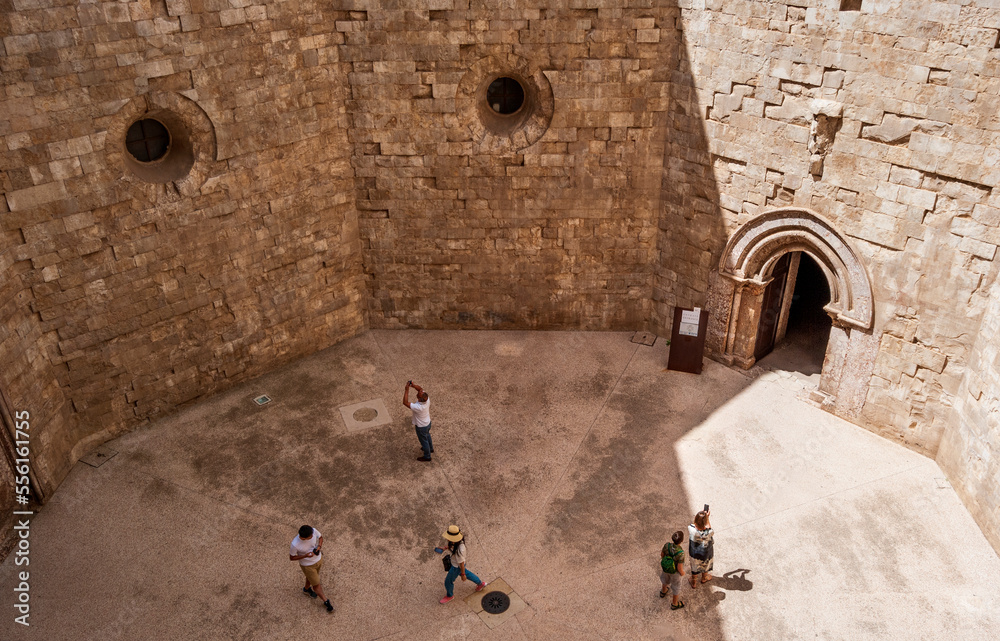 Interior view of the octagonal "Castel del Monte" (Castle of the ...