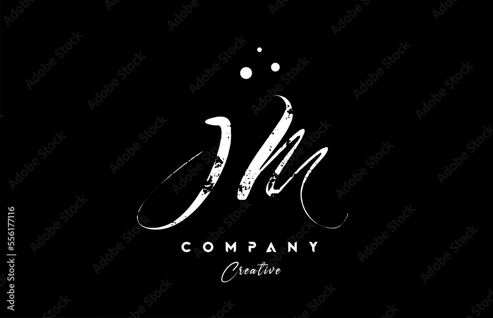 vintage JM alphabet letter logo icon combination design with dots ...