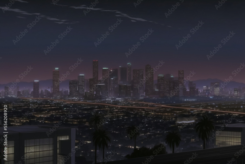Downtown Los Angeles, Cityscape, Anime Background Art, Scenery ...