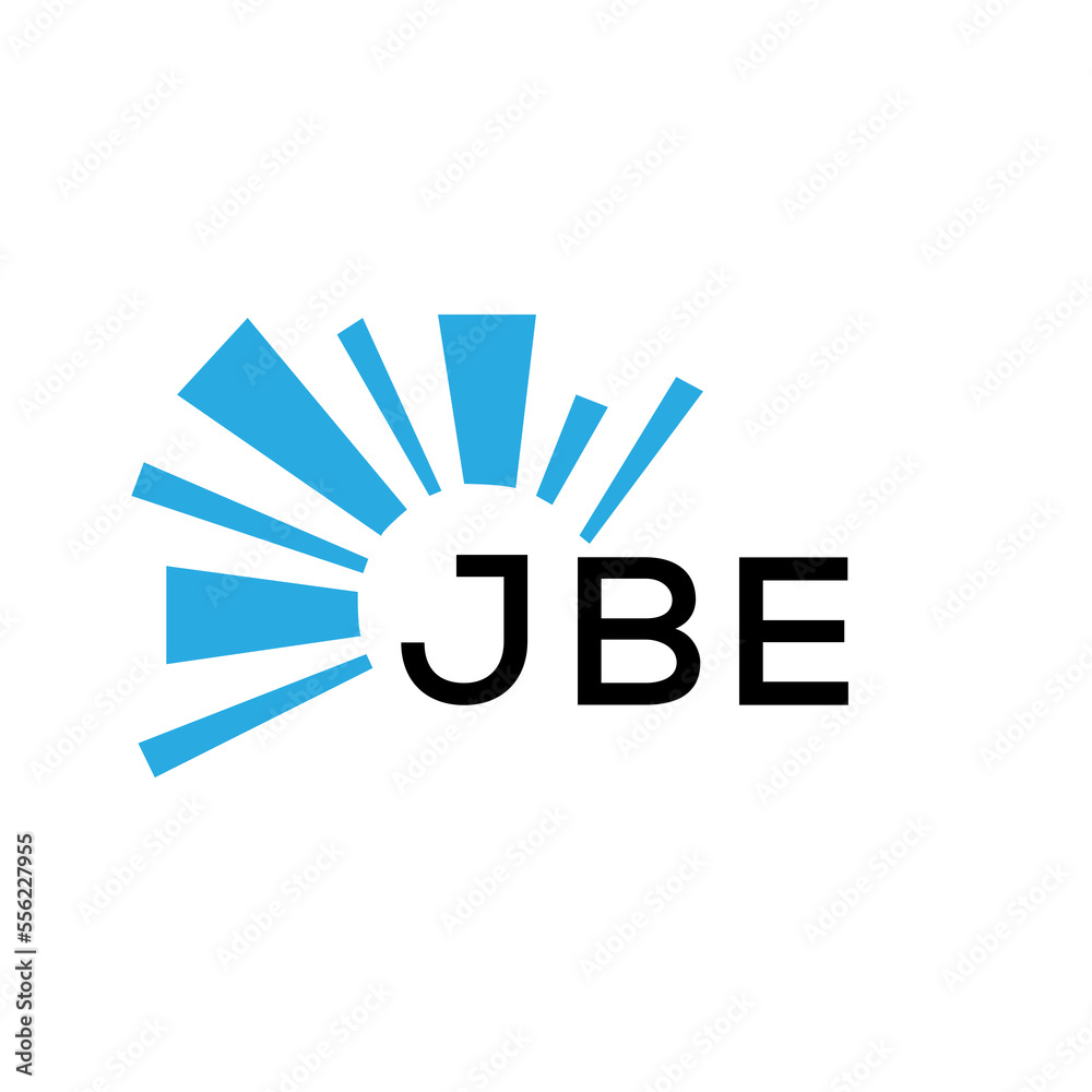 JBE letter logo. JBE blue image on white background and black letter ...