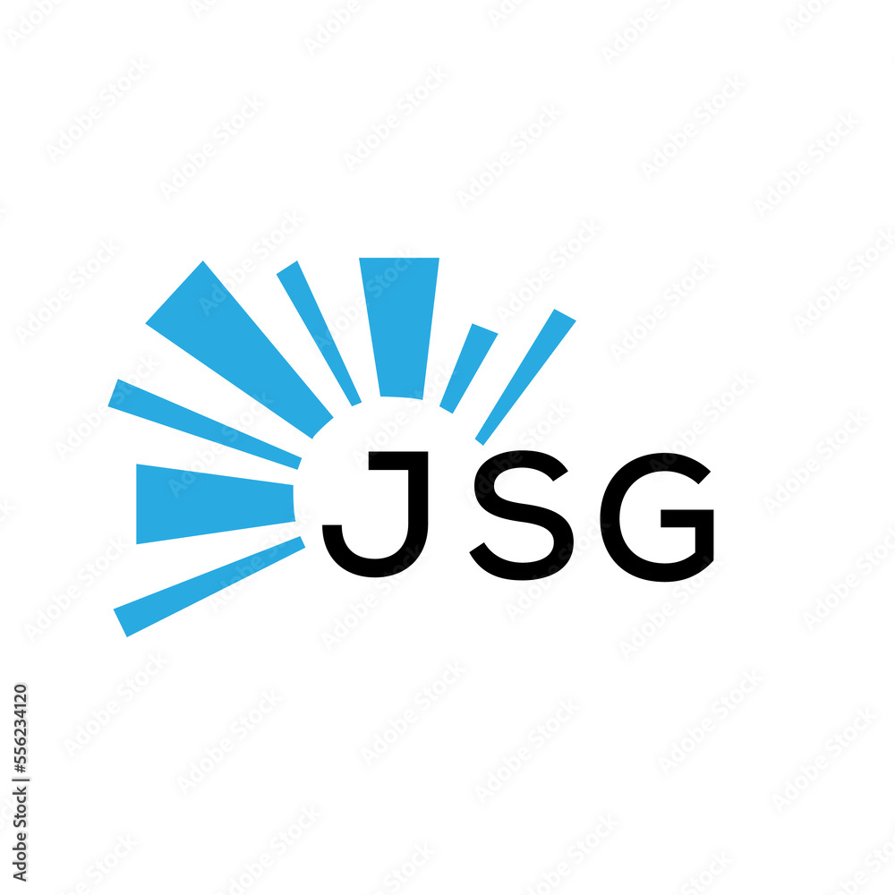 JSG letter logo. JSG blue image on white background and black letter ...