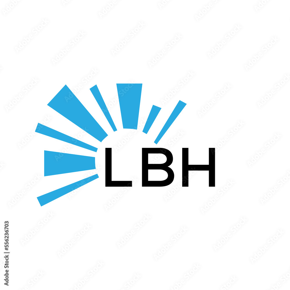 LBH letter logo. LBH blue image on white background and black letter ...