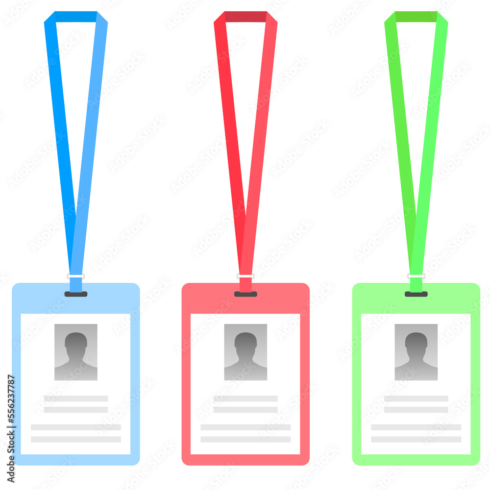 Name tag holder, lanyard badge set with icons. design template of id ...