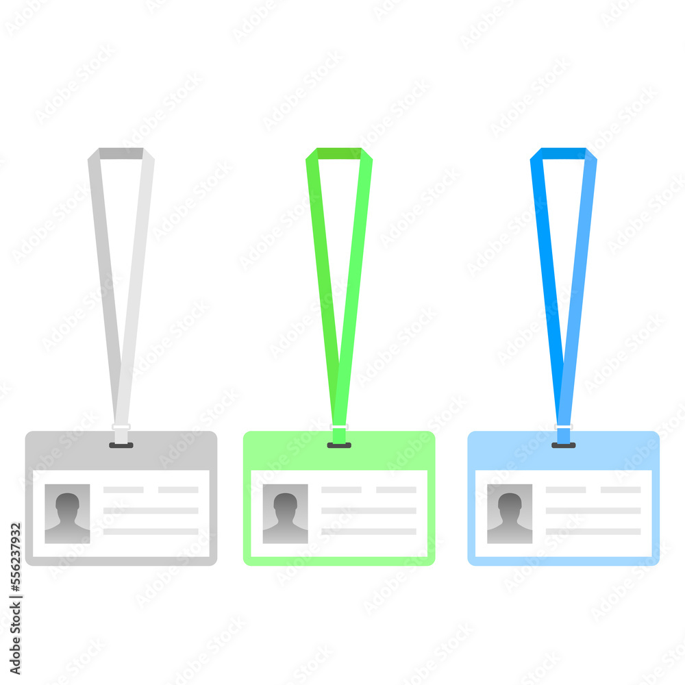 Name tag holder, lanyard badge set with icons. design template of id ...