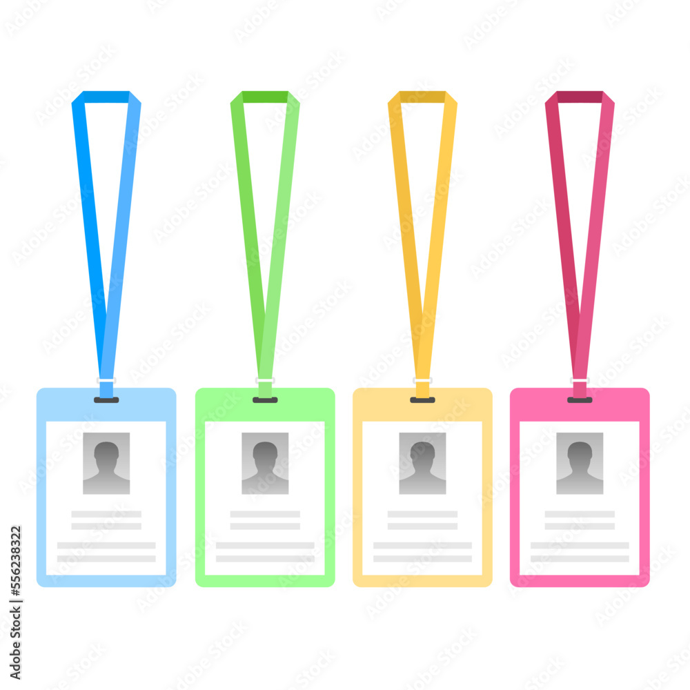 Name tag holder, lanyard badge set with icons. design template of id ...
