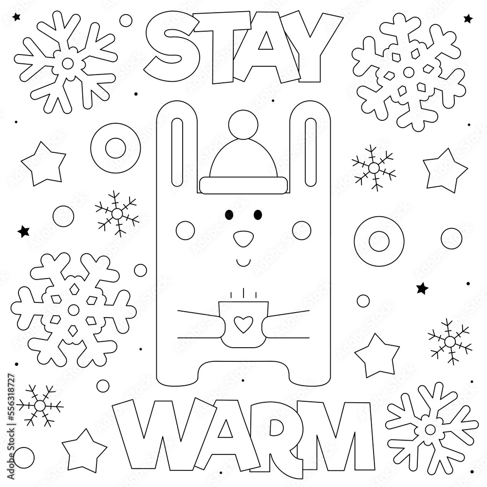 Stay warm. Coloring page. Black and white vector illustration. Stock ...