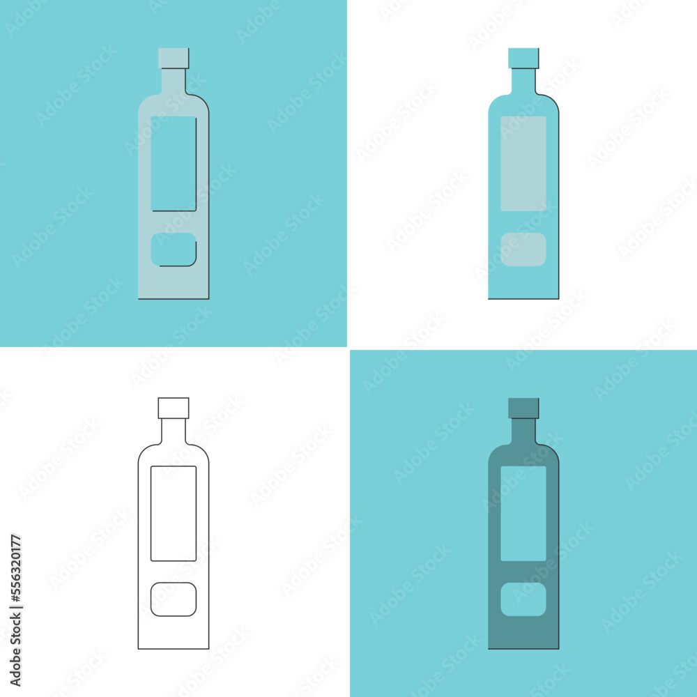 Bottle of gin, great design for any purposes. Flat style. Color form. Party drink concept. Icon ...
