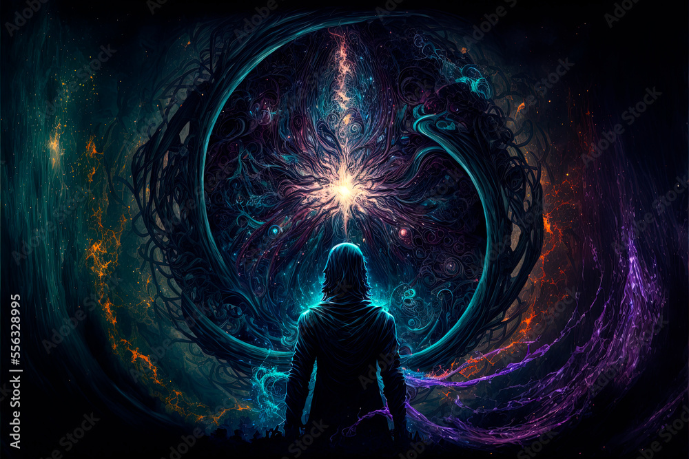 Man is standing in front of the portal Surreal Fantasy Abstract Cosmos ...