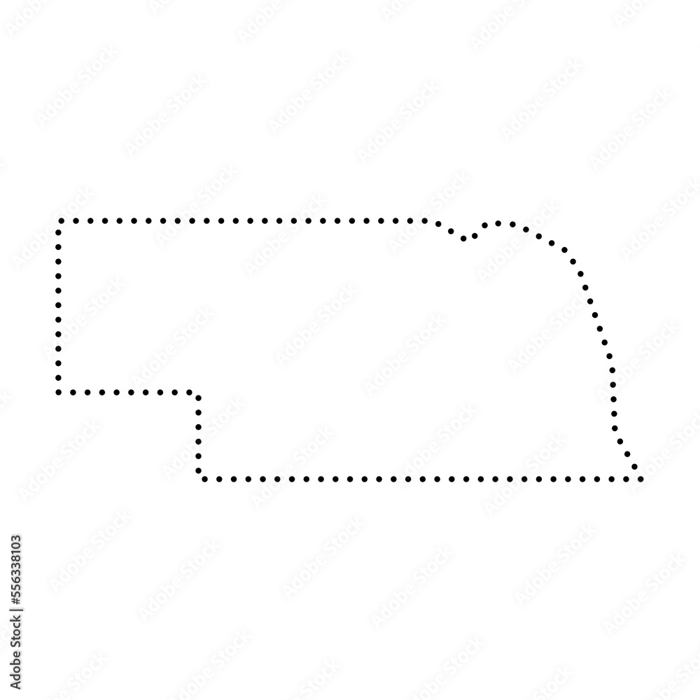Nebraska state of United States of America, USA. Simplified thick black ...