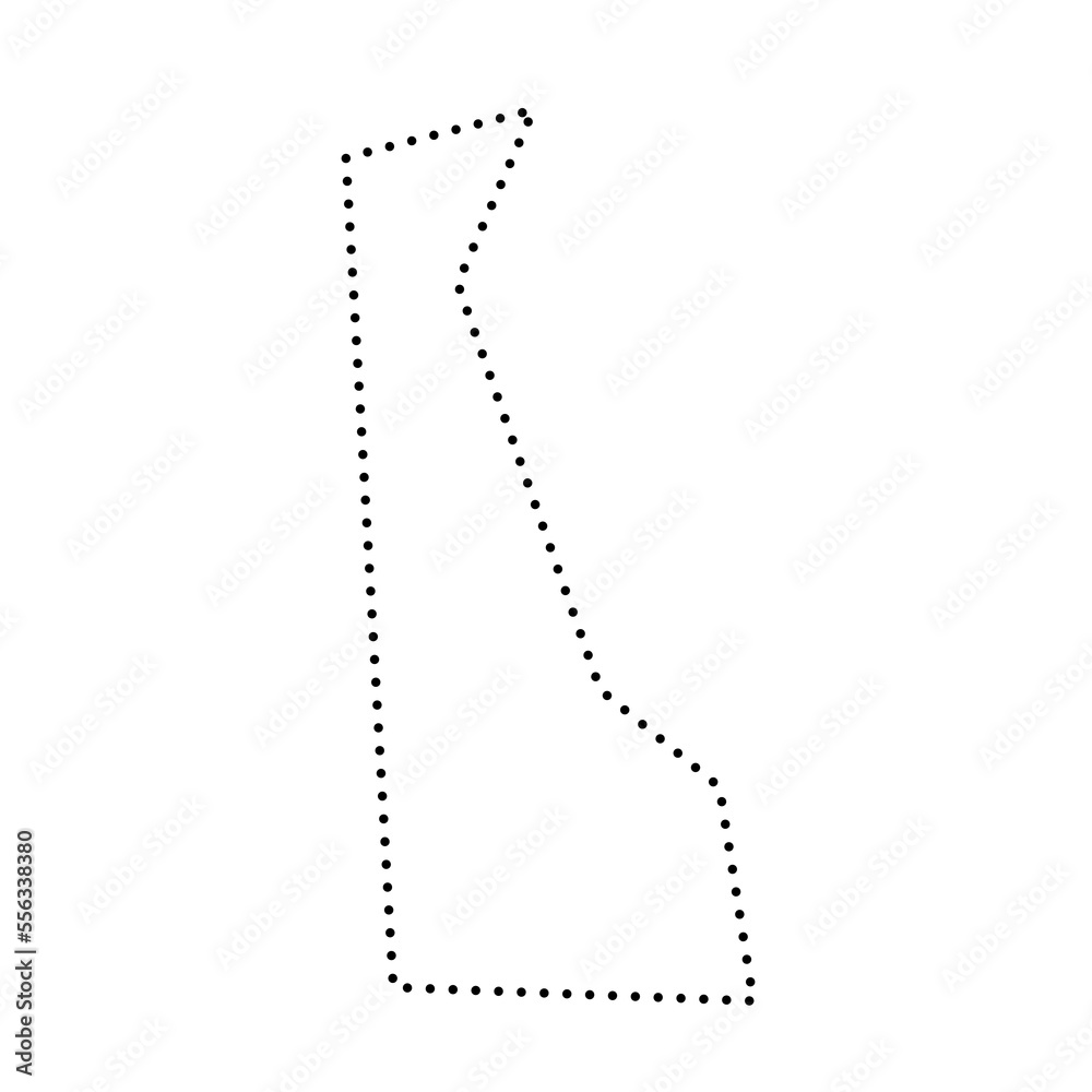 Delaware state of United States of America, USA. Simplified thick black ...