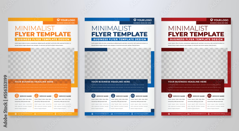 set of business flyer template with minimalist layout and modern style ...