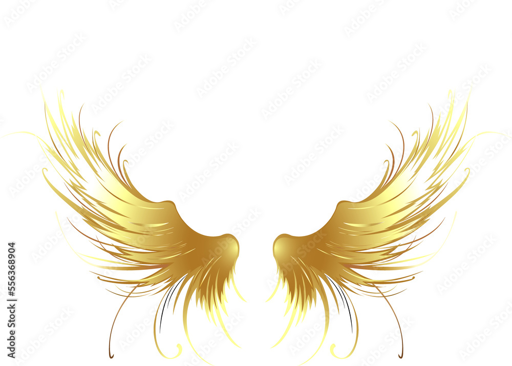 Fifth golden wings of angels Stock Illustration | Adobe Stock