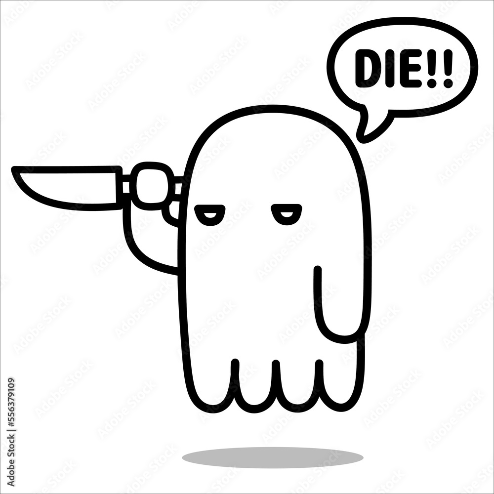 Cute ghost want you to die! serial killer ghost. Stock Vector | Adobe Stock