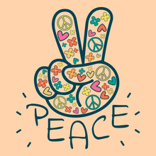 Retro Peace Sign Floral Poster Free Stock Photo - Public Domain Pictures