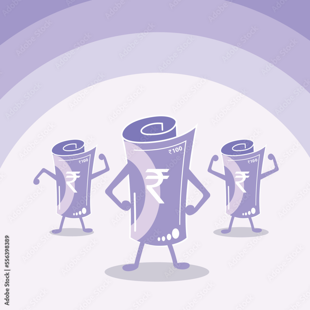 Vektor Indian rupee character. Indian Rupee Vector Illustration. Rolled ...