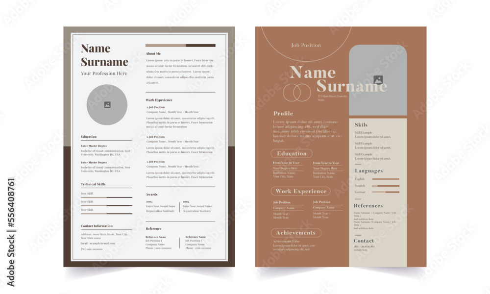Stock-Vektorgrafik „Professional Resume CV Template Layout. Beautiful ...