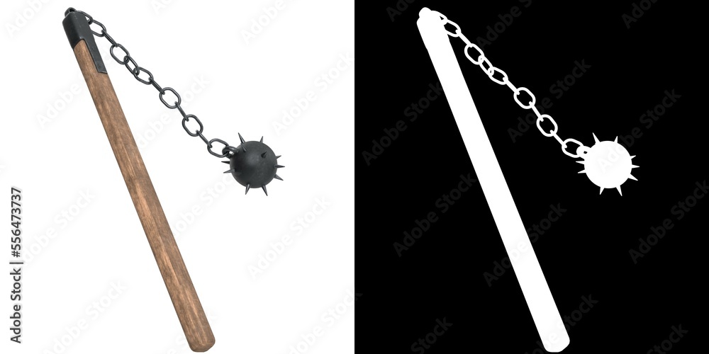 3D rendering illustration of a morning star flail medieval weapon Stock ...