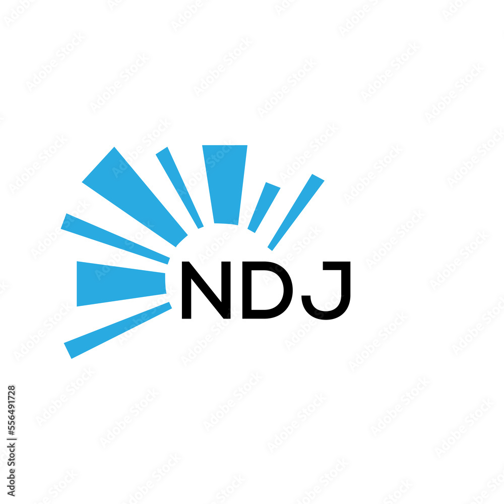 NDJ letter logo. NDJ blue image on white background and black letter ...