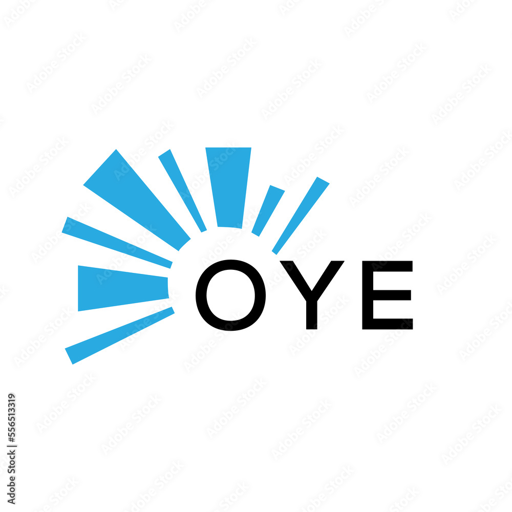 OYE letter logo. OYE blue image on white background and black letter ...