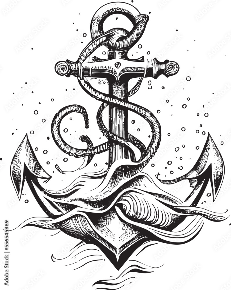 anchor with rope tattoo design Stock Vector | Adobe Stock