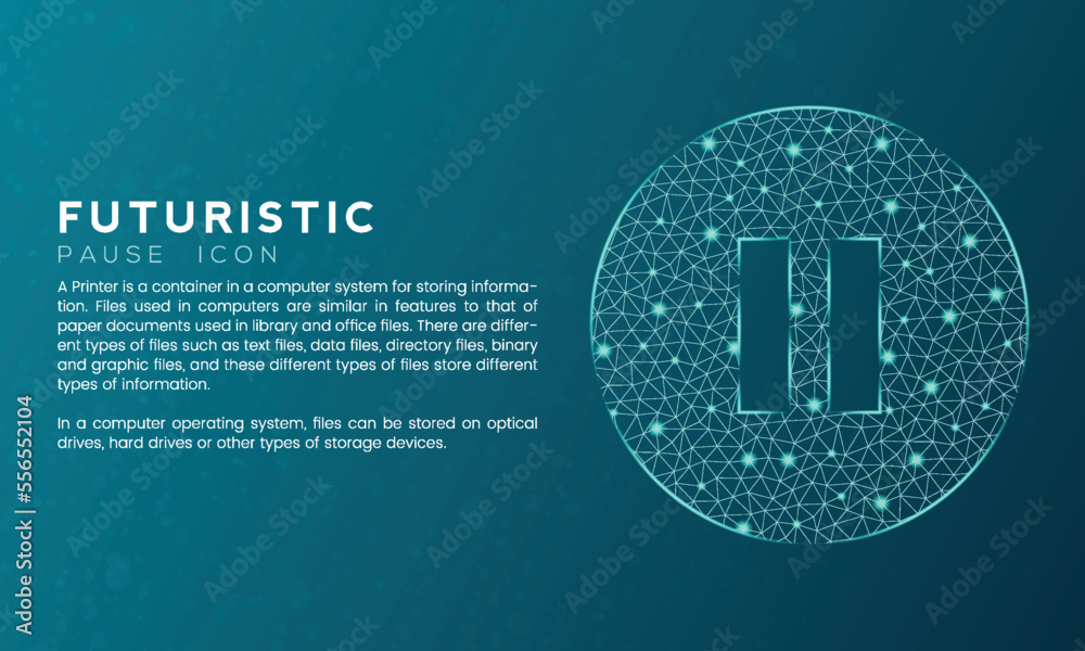 Blue futuristic play and pause icon concept with polygon node connected ...