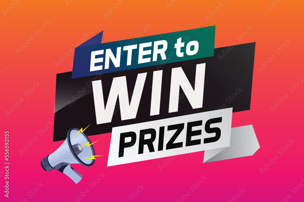 Enter to win prizes word concept vector illustration with megaphone and ...